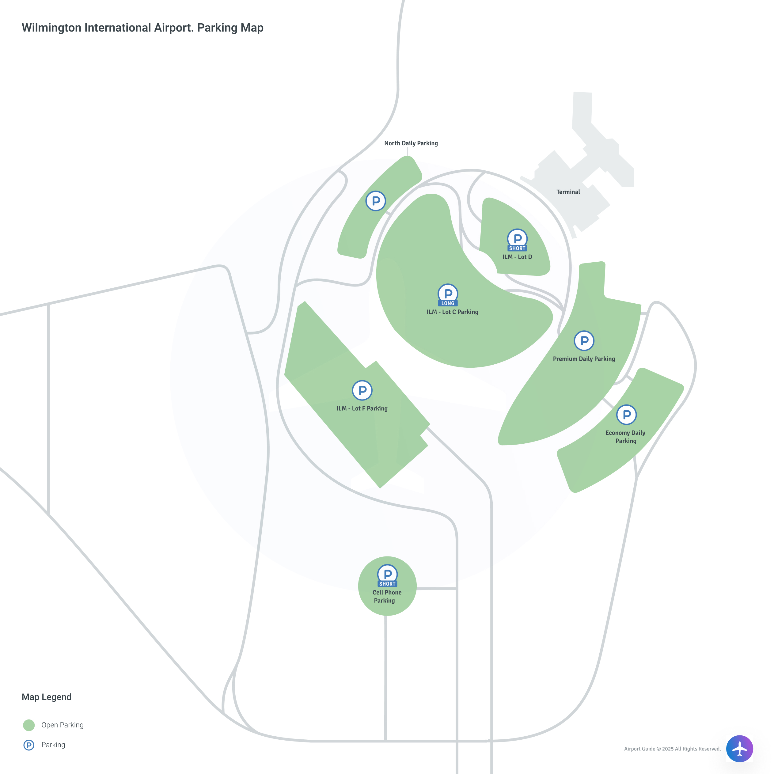 Wilmington International Airport (ILM) Parking Rates and Map
