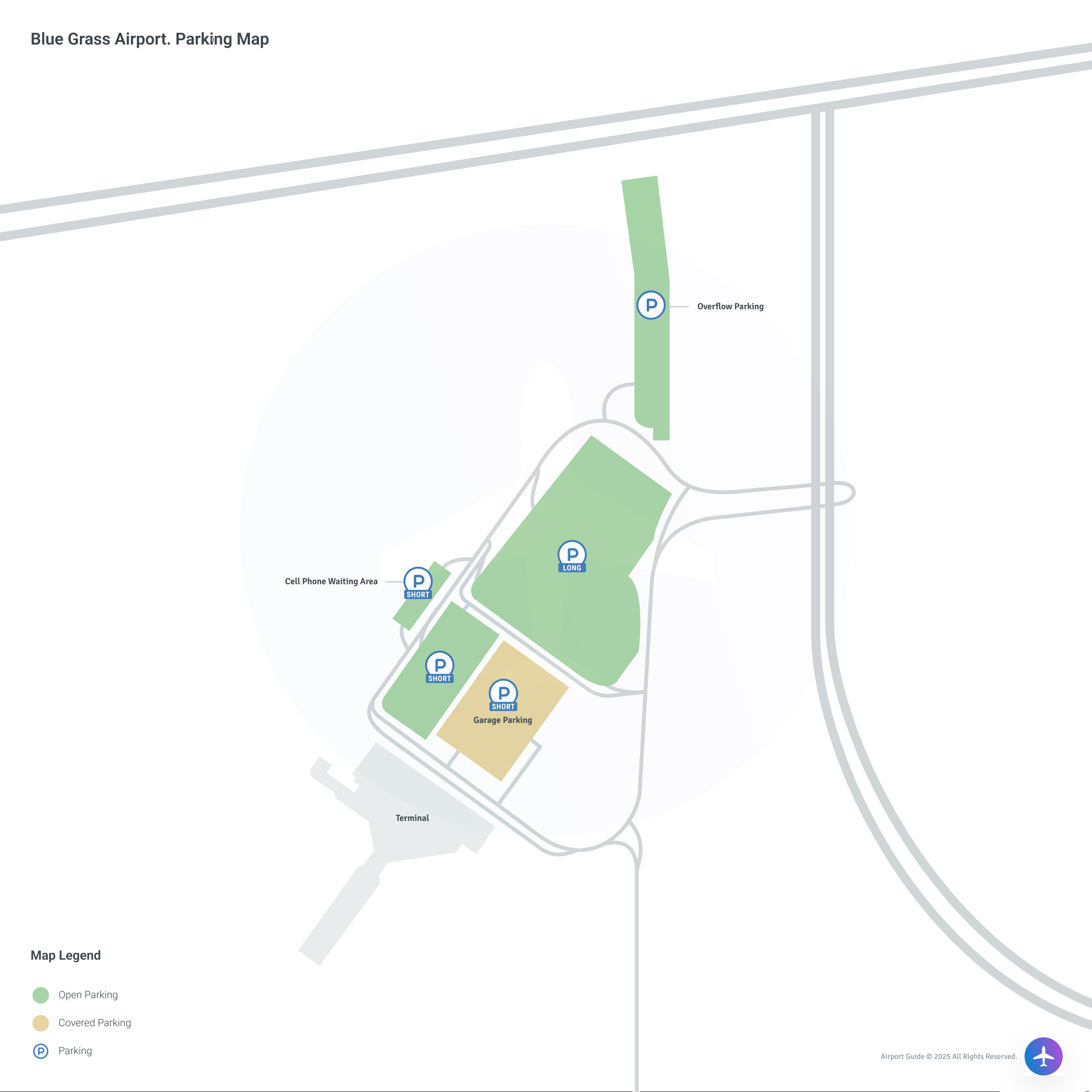 Blue Grass Airport (LEX) Parking Rates and Map