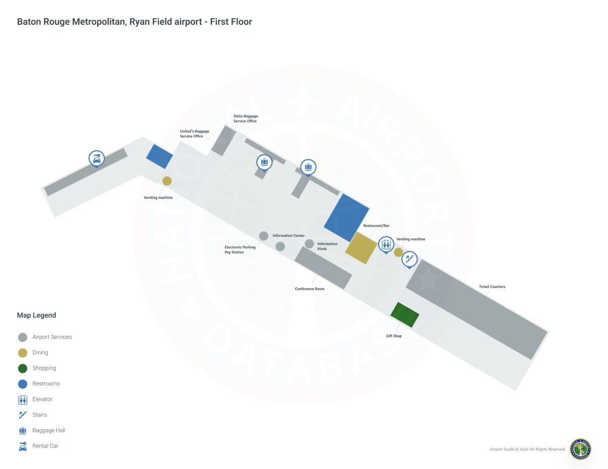 Baton Rouge Metropolitan-Ryan Field Airport (BTR) | Terminal | Level 1