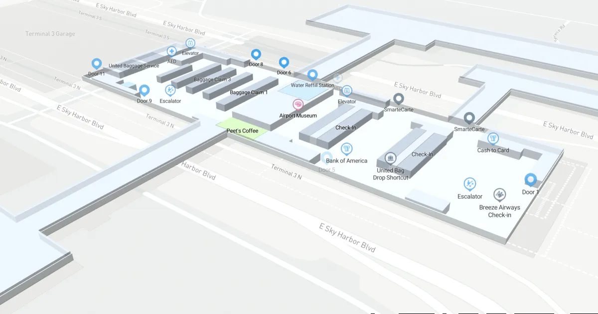 Phoenix Sky Harbor International Airport (PHX) | Terminal 3 | Level 1
