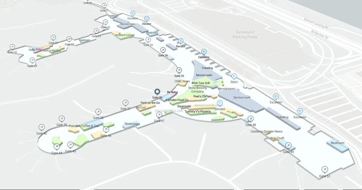 San Diego International Airport (SAN) | Terminal 2 | Level 1