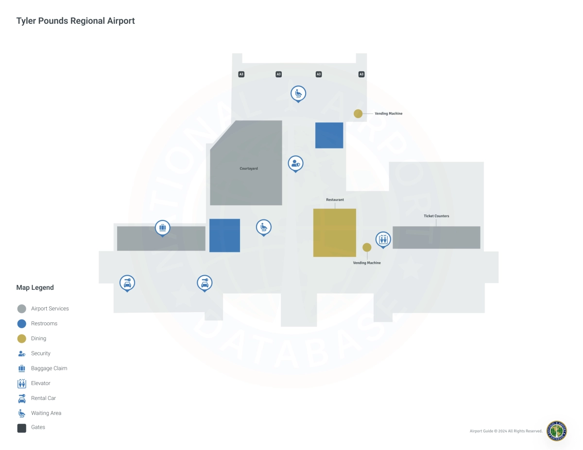 Tyler Pounds Regional Airport (TYR) | Terminal | Level 1